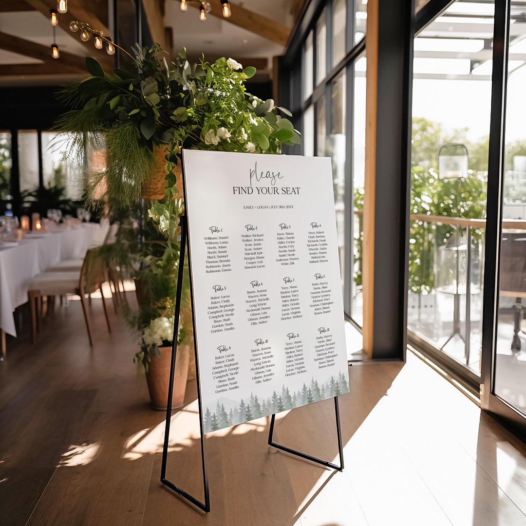 Forest Wedding Seating Chart Template, Mountain Seating Chart Sign ...