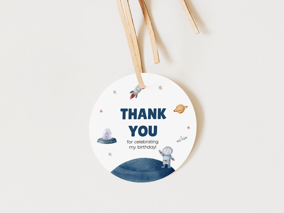 Editable Boy Space Astronaut Favor Tag, Thank You Tag, Birthday Party ...