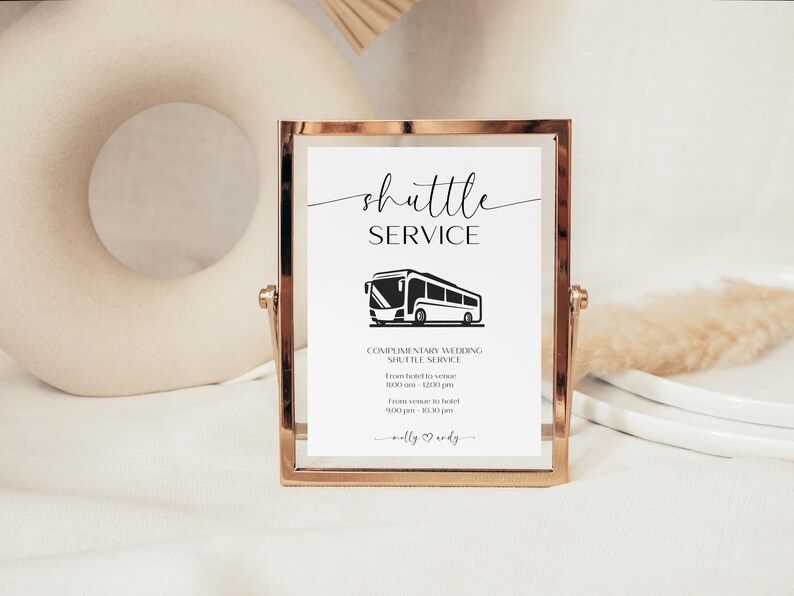 Wedding Shuttle Sign Template, Printable Transportation Schedule ...