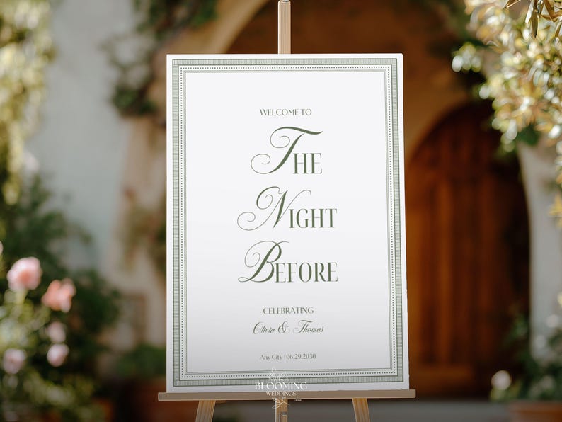 The Night Before Sign Canva Template, Rehearsal Dinner Wedding Signage ...