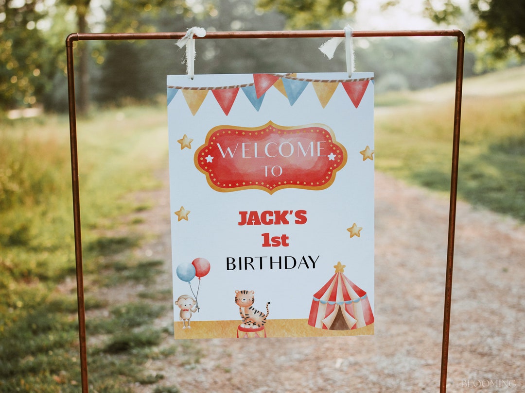 Circus Birthday Party Welcome Sign, Birthday Sign, Carnival Theme Party ...