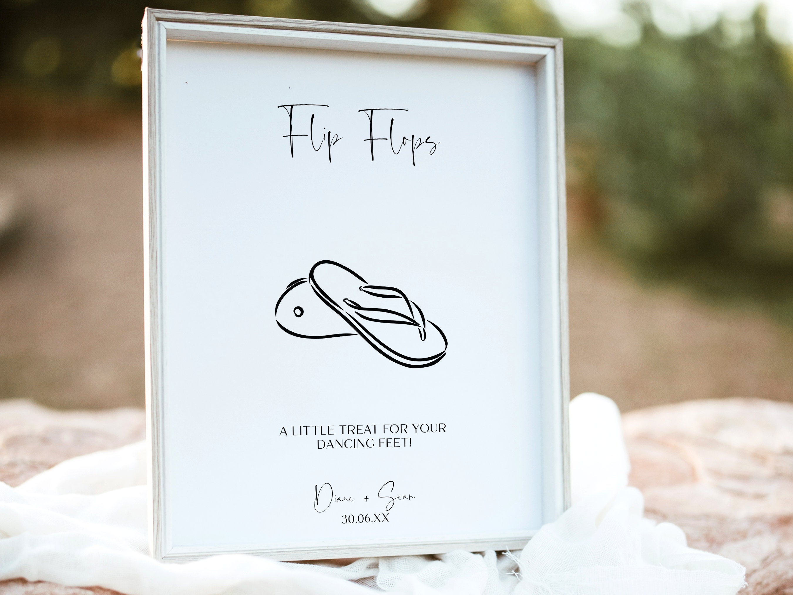 Minimalist 'flip Flops' Wedding Table Sign, on the Day Reception ...