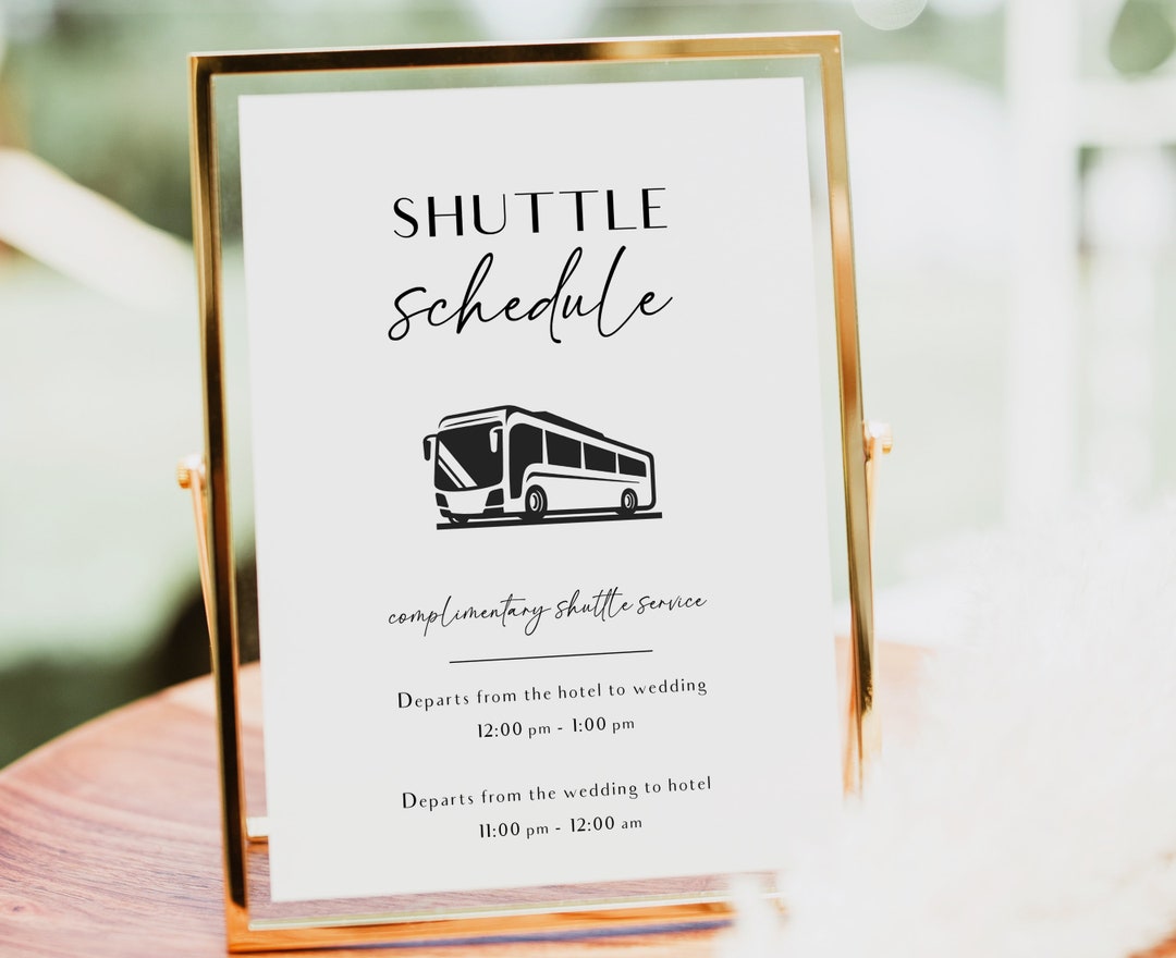 Wedding Shuttle Sign Template, Wedding Transportation Sign, Wedding ...