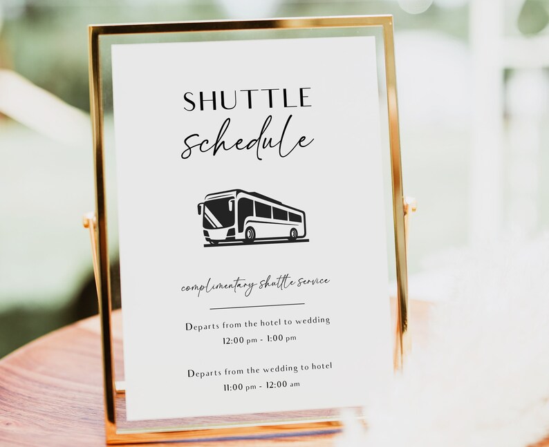 Wedding Shuttle Sign Template, Wedding Transportation Sign, Wedding ...