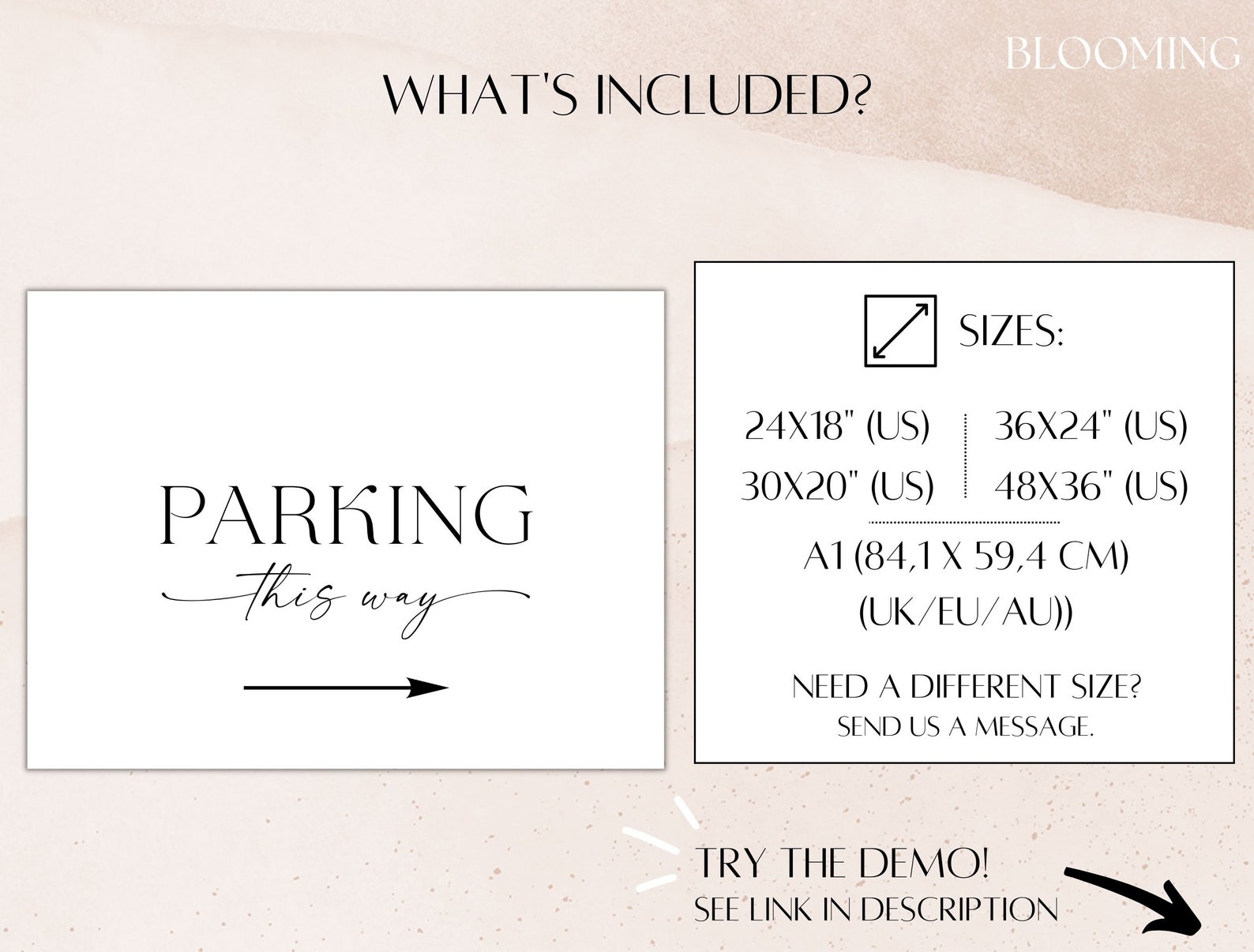 Wedding Parking Sign Arrow Parking Sign Template Editable - Etsy