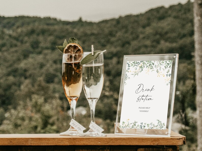 Drink Station Sign Template, Hydration Station Wedding Sign, Eucalyptus ...
