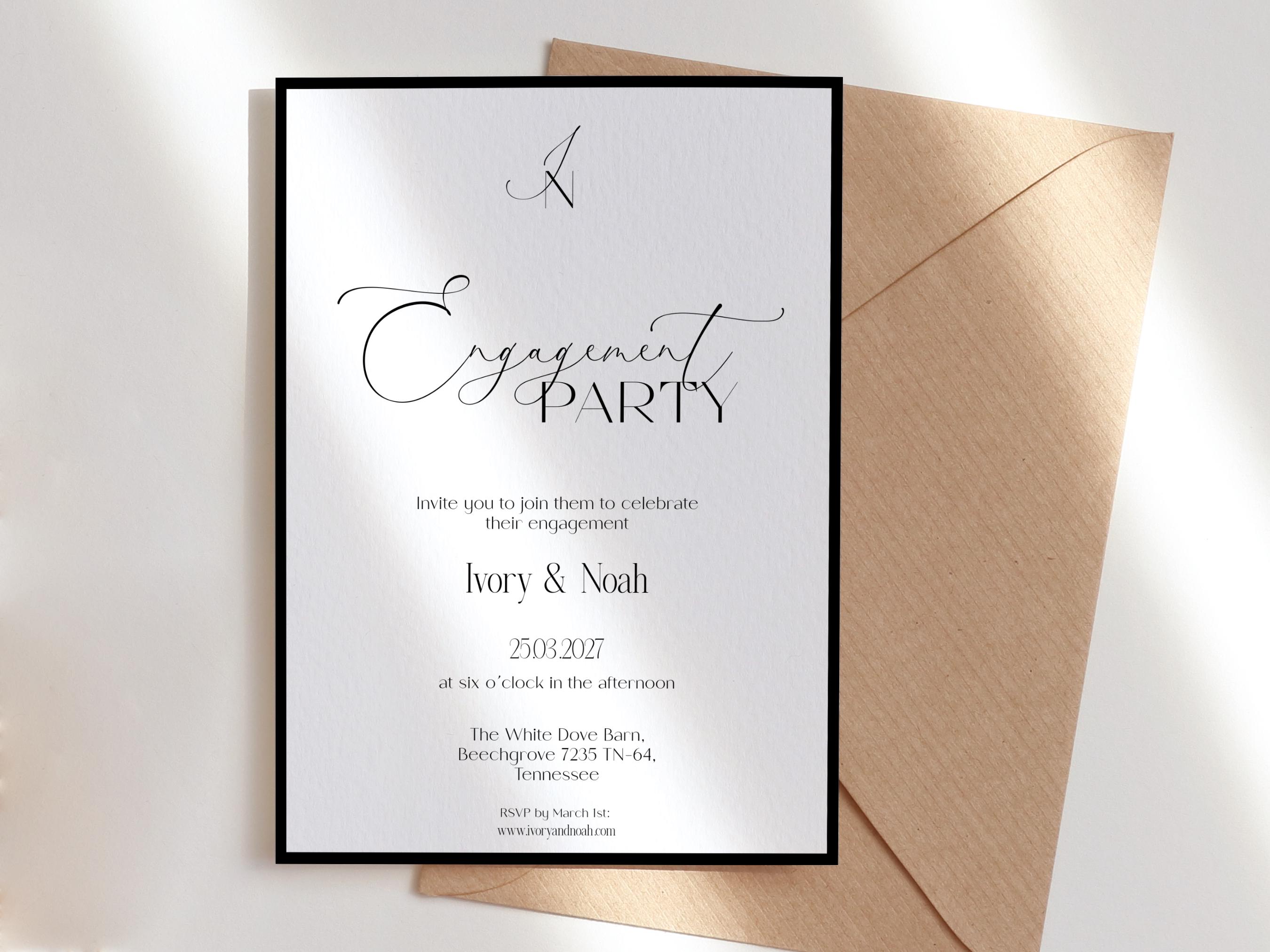 Engagement Party Invitation Template, Modern Minimalistic Engagement ...
