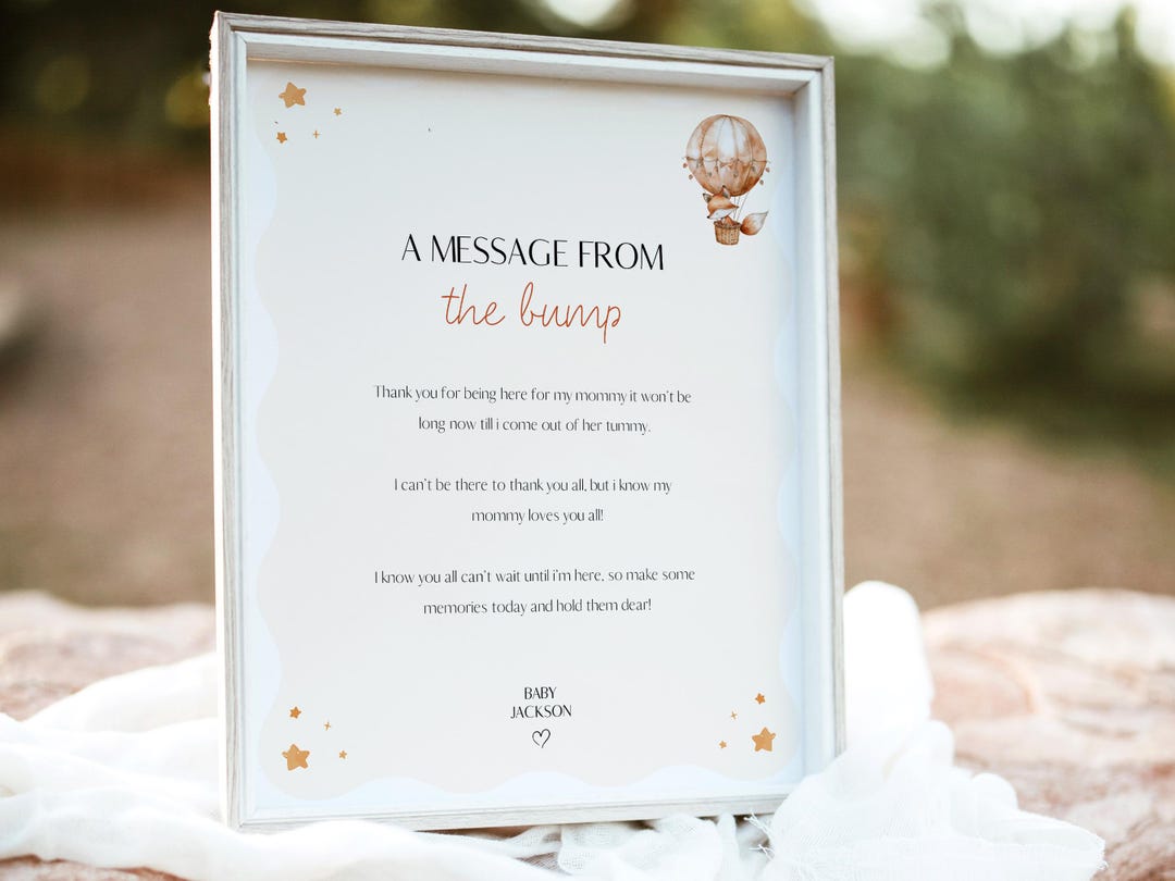 Foxy A Message From the Bump Template, Cute Boho Baby Shower Bump Sign ...