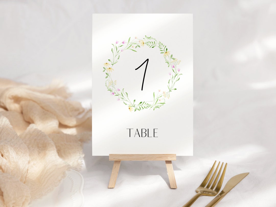 Floral Table Number Card Template, Elegant Girl Baptism Table Numbers ...