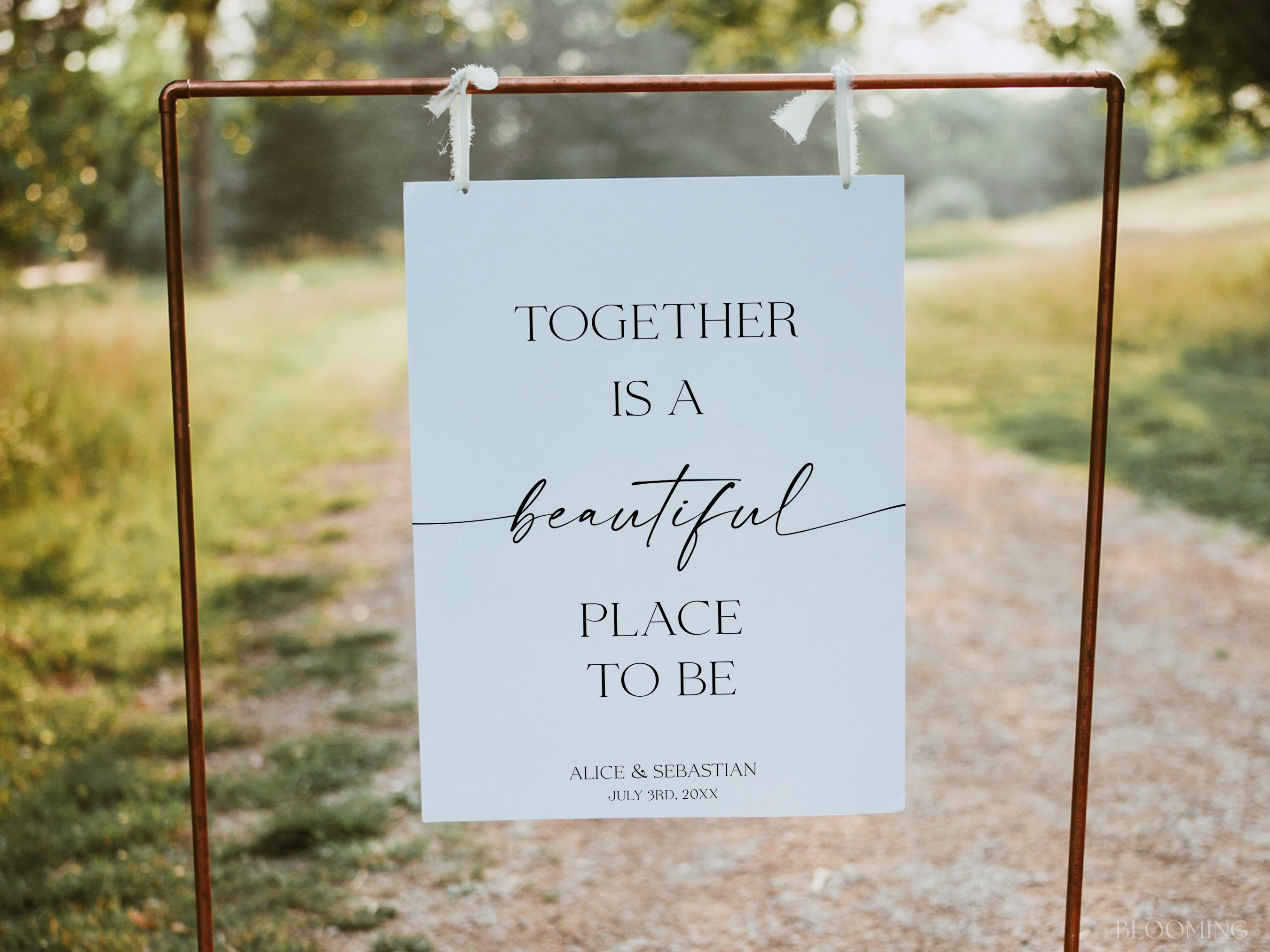 Together is A Beautiful Place to Be Wedding Welcome Sign, Minimalist ...