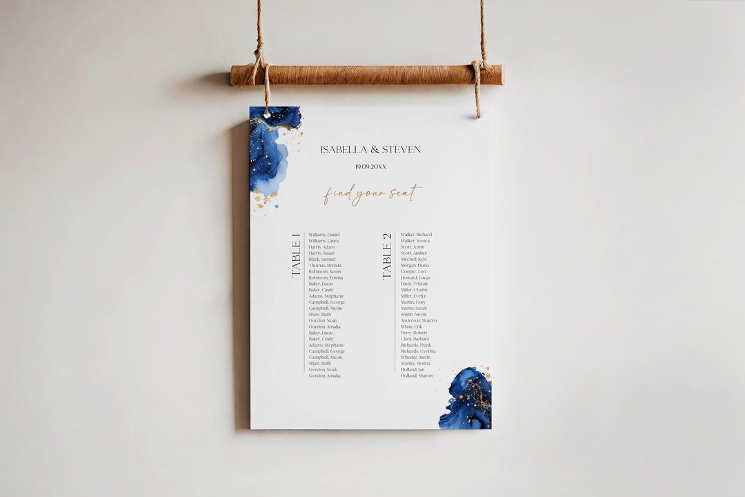 Celestial Wedding Seating Chart Template, Moon and Stars Find Your Seat ...