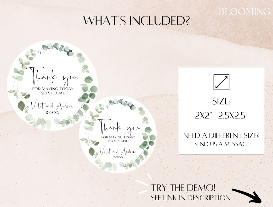 Eucalyptus Round Favor Tag Template, Greenery Circle Favor Tag ...