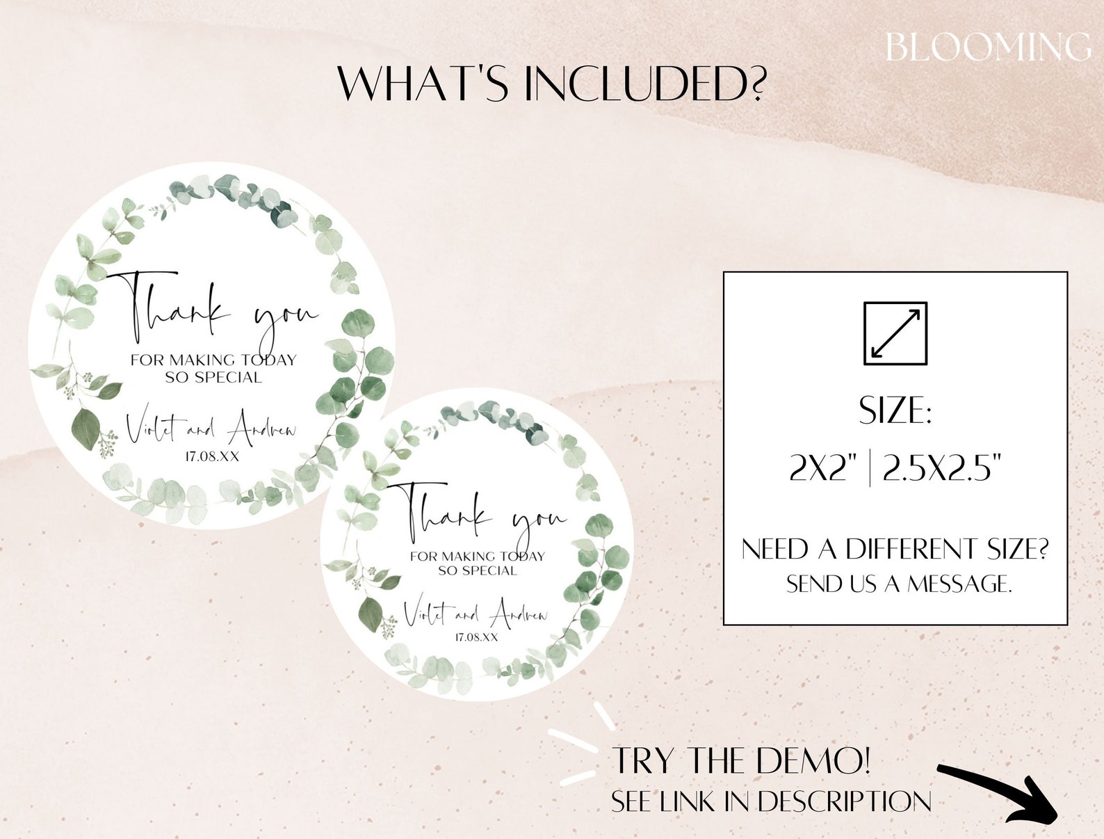 Eucalyptus Round Favor Tag Template, Greenery Circle Favor Tag ...