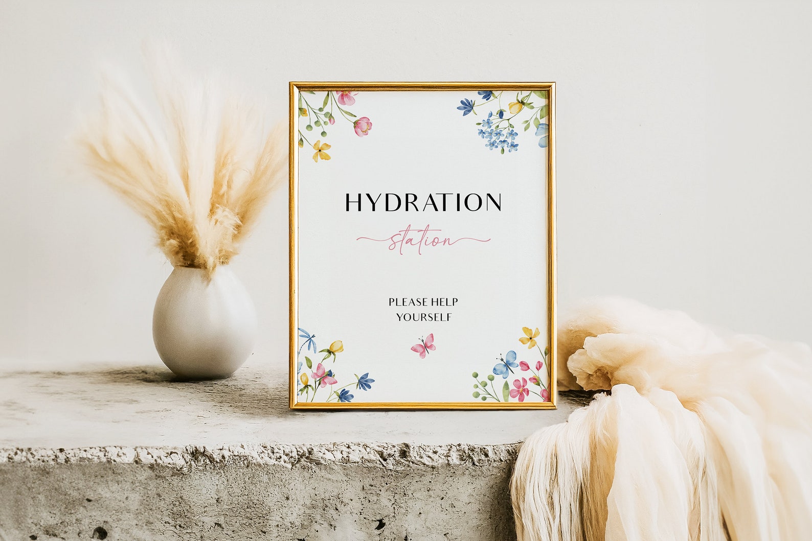 Baby in Bloom Hydration Station Sign Template, Printable Water Station ...
