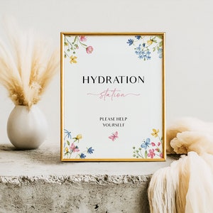 Baby in Bloom Hydration Station Sign Template, Printable Water Station ...