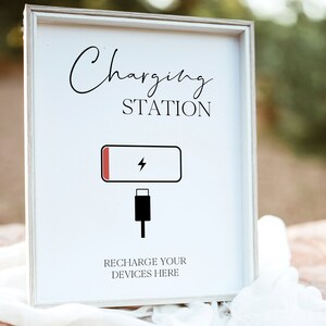 Charging Station Sign, Charging Bar Sign Template, Party Charging ...