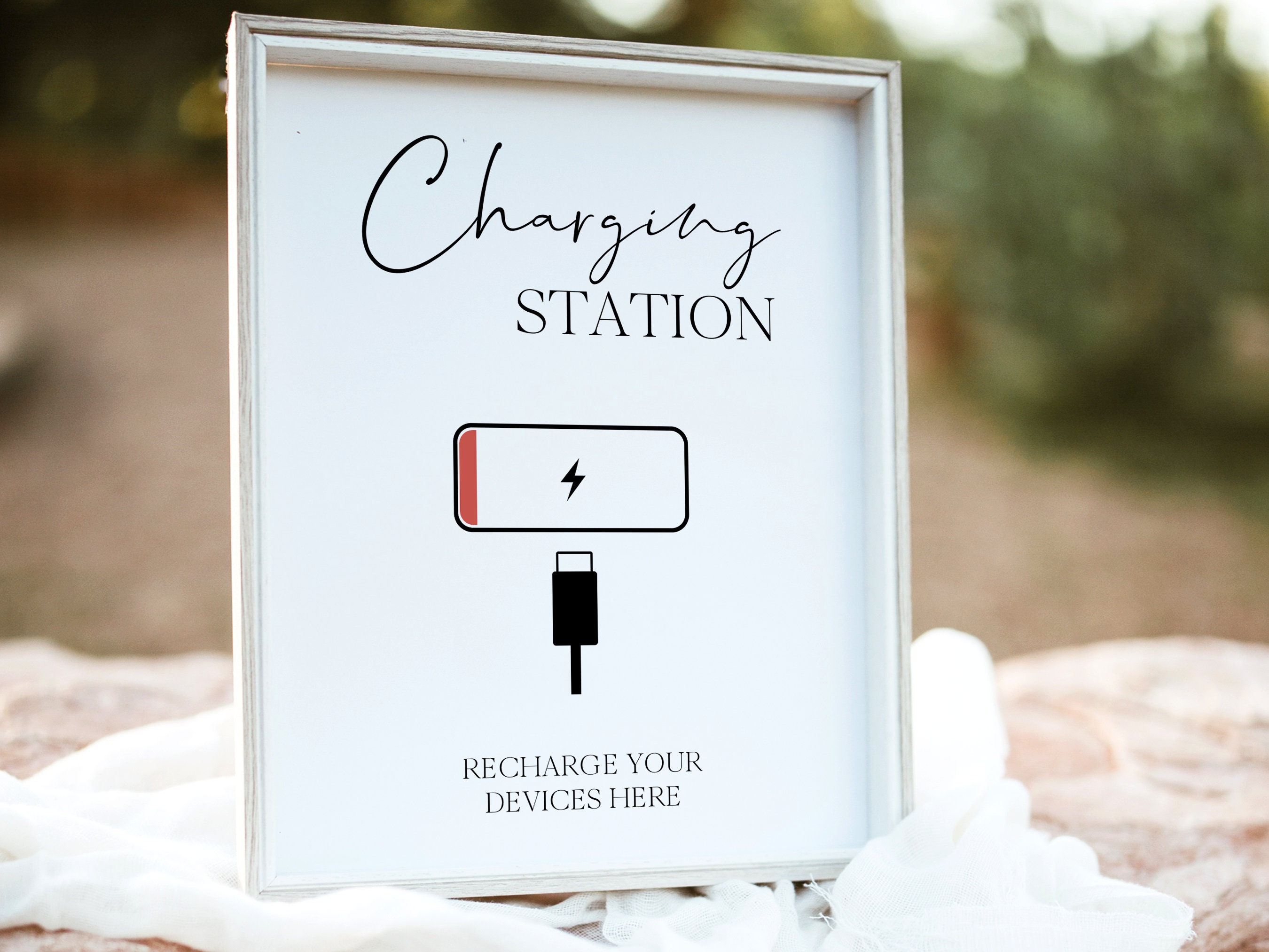 Charging Station Sign, Charging Bar Sign Template, Party Charging ...