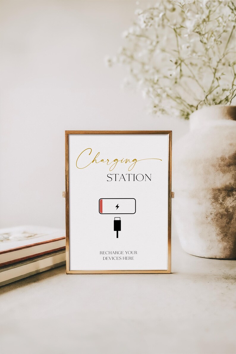 Charging Station Sign Template, Party Charging Devices, Wedding Phone ...