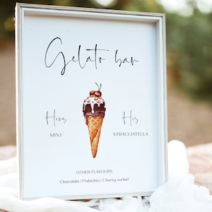 Ice Cream Bar Sign Template, Gelato Station Printable, Modern Wedding ...