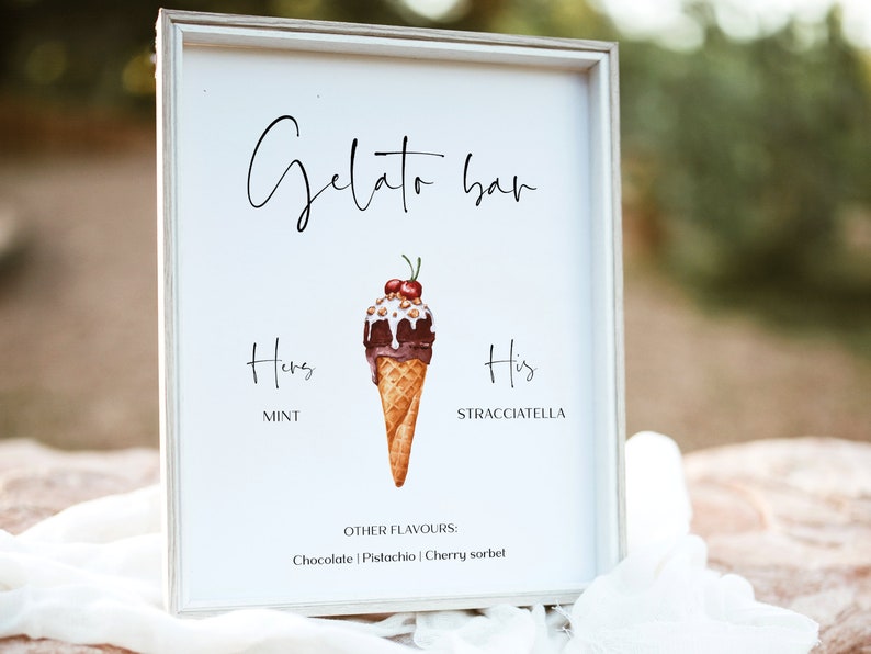 Ice Cream Bar Sign Template, Gelato Station Printable, Modern Wedding ...