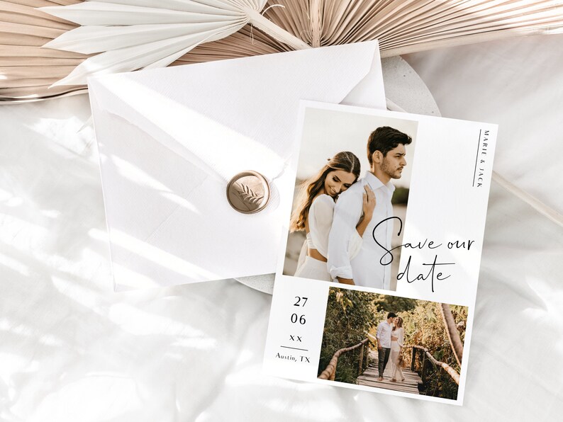 Save the Date Template With Photo, Minimalist Save Our Date, Modern ...