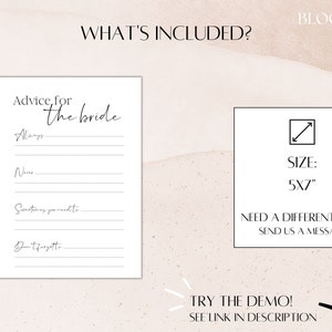 Advice for the Bride, Bridal Shower Games, Party Game Printable ...