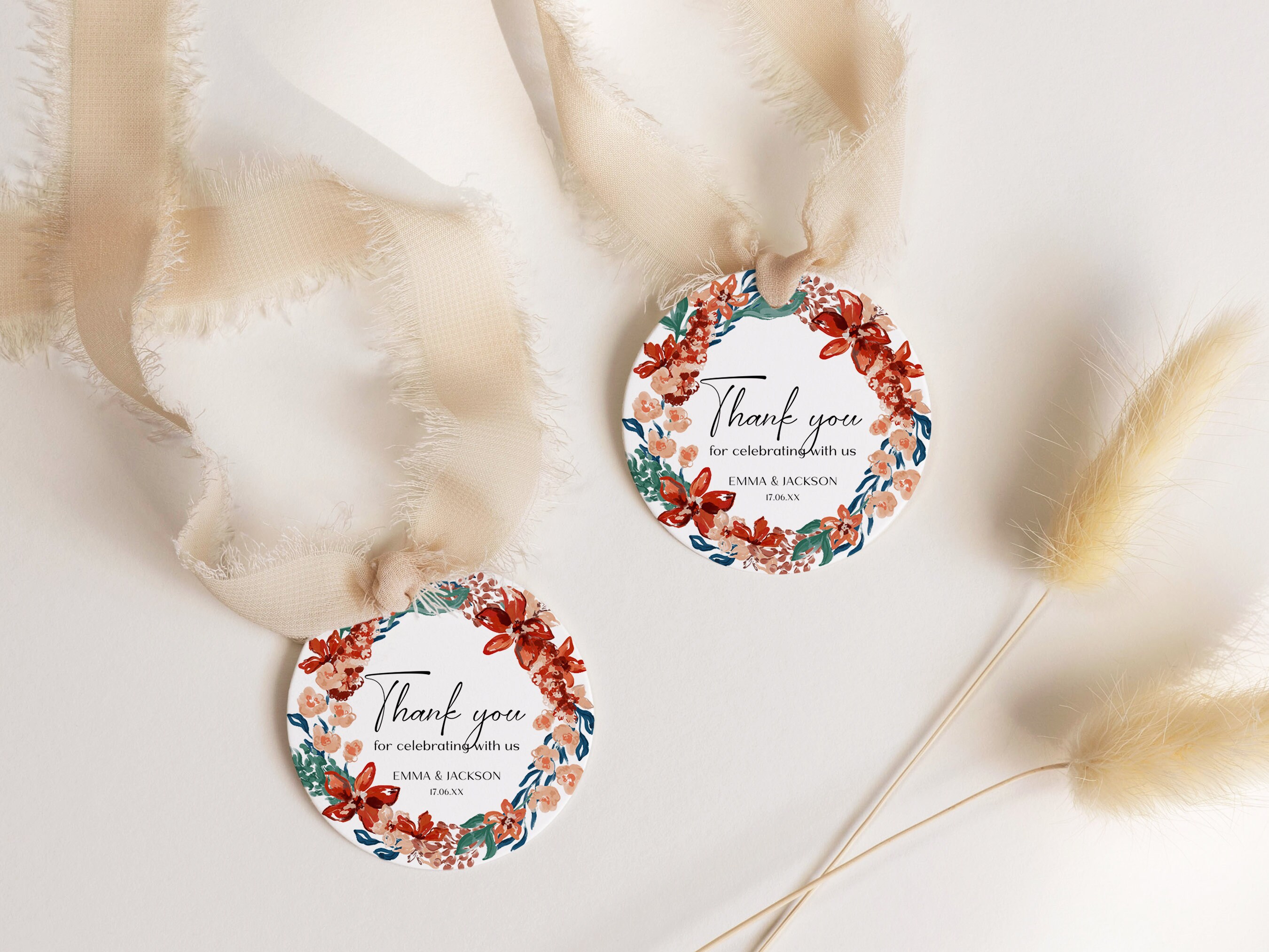 Editable Round Tags, Instant Download, Boho Custom Round Tag, Bohemian ...