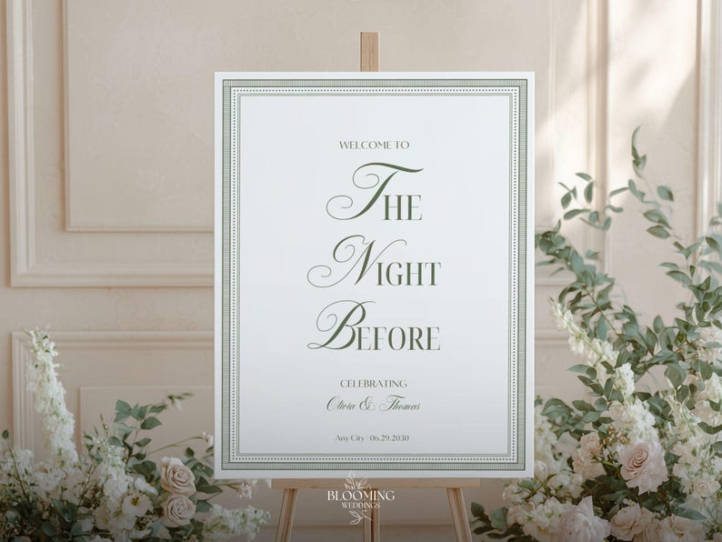 The Night Before Sign Canva Template, Rehearsal Dinner Wedding Signage ...