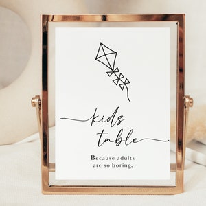 Kids Table Sign Printable, Wedding Kids Table Sign Template, Children's ...