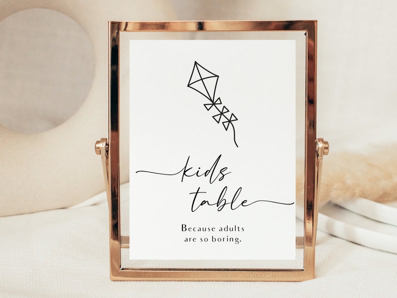 Kids Table Sign Printable, Wedding Kids Table Sign Template, Children's ...