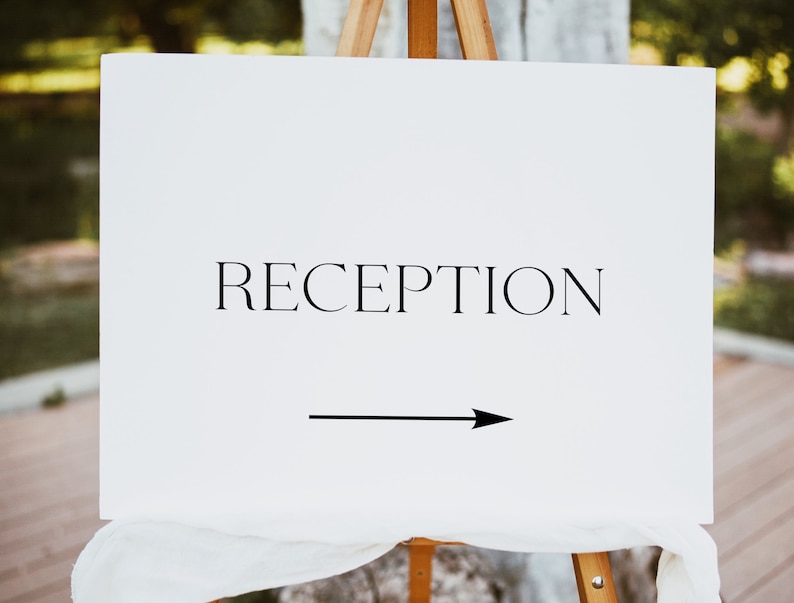 Reception Direction Sign Template, Minimalist & Elegant, Wedding ...