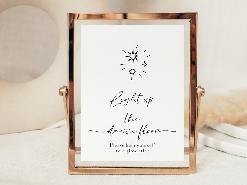 Wedding Glow Sticks Sign, Light up the Dance Floor Sign, Glow Stick ...