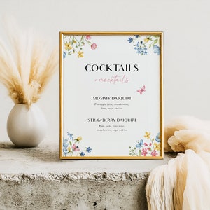 Baby in Bloom Drink Menu Template, Floral Bar Menu Sign, Editable ...