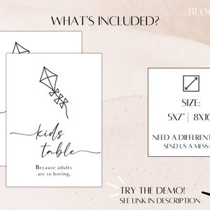 Kids Table Sign Printable, Wedding Kids Table Sign Template, Children's ...