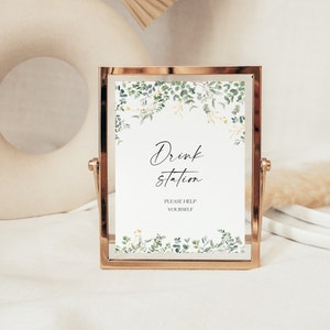 Drink Station Sign Template, Hydration Station Wedding Sign, Eucalyptus ...