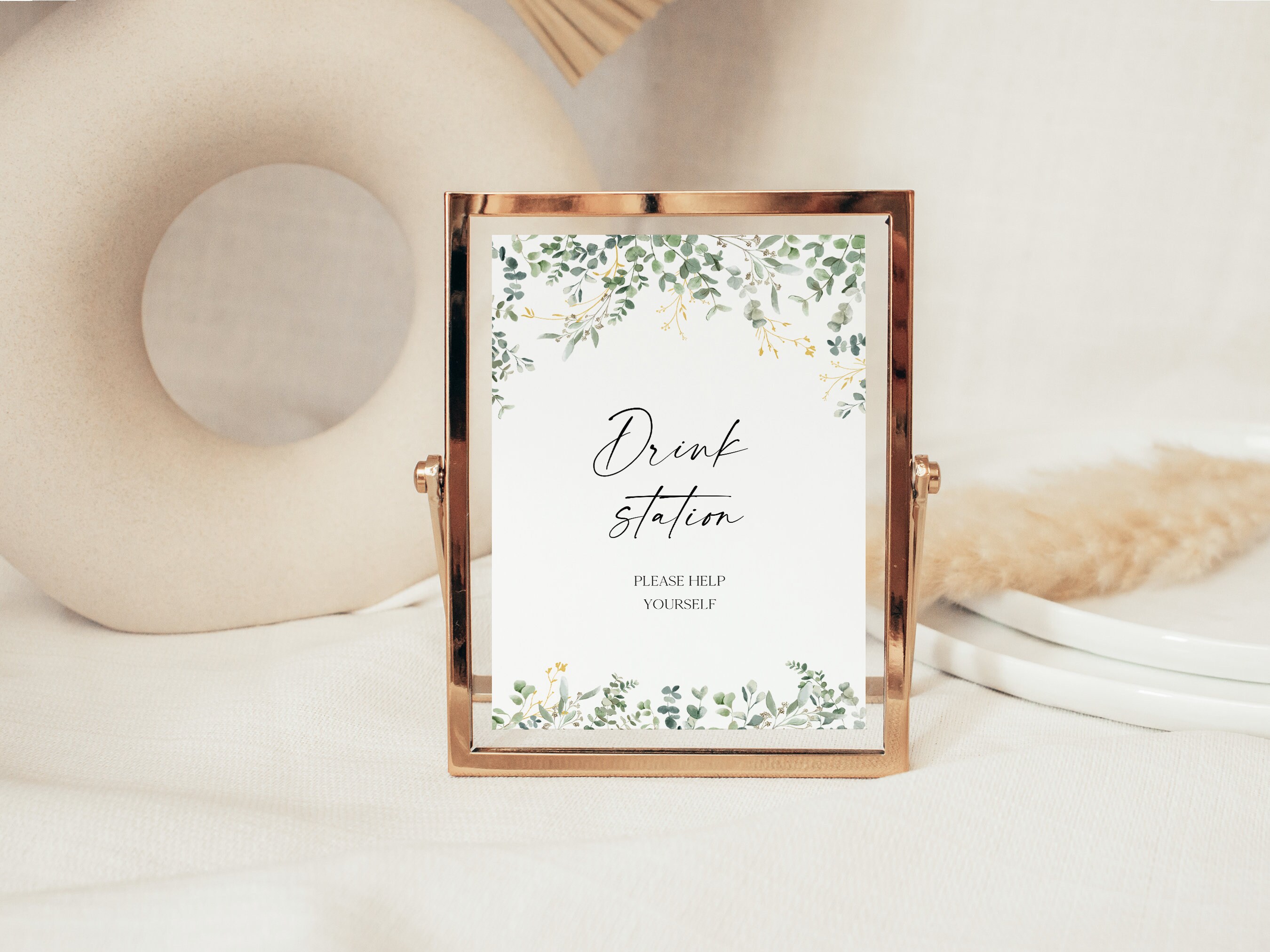 Drink Station Sign Template, Hydration Station Wedding Sign, Eucalyptus ...