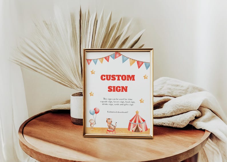 Editable Custom Sign Circus, Birthday Sign Carnival, Birthday Circus ...