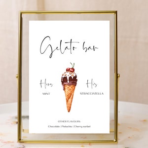 Ice Cream Bar Sign Template, Gelato Station Printable, Modern Wedding ...