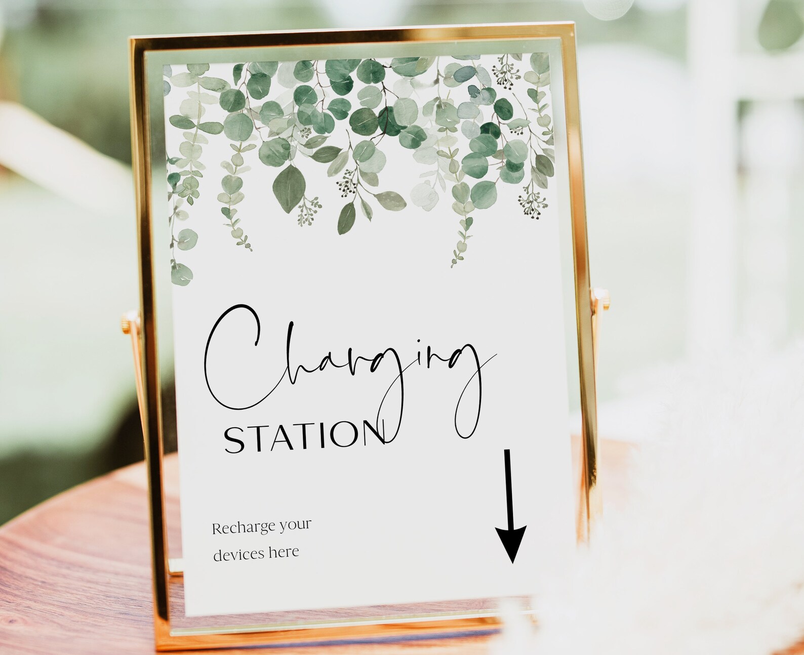 Eucalyptus Charging Station Sign, Charging Bar Sign Template, Party ...