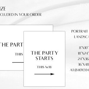 The Party Starts This Way Sign, Portrait and Landscape Wedding ...