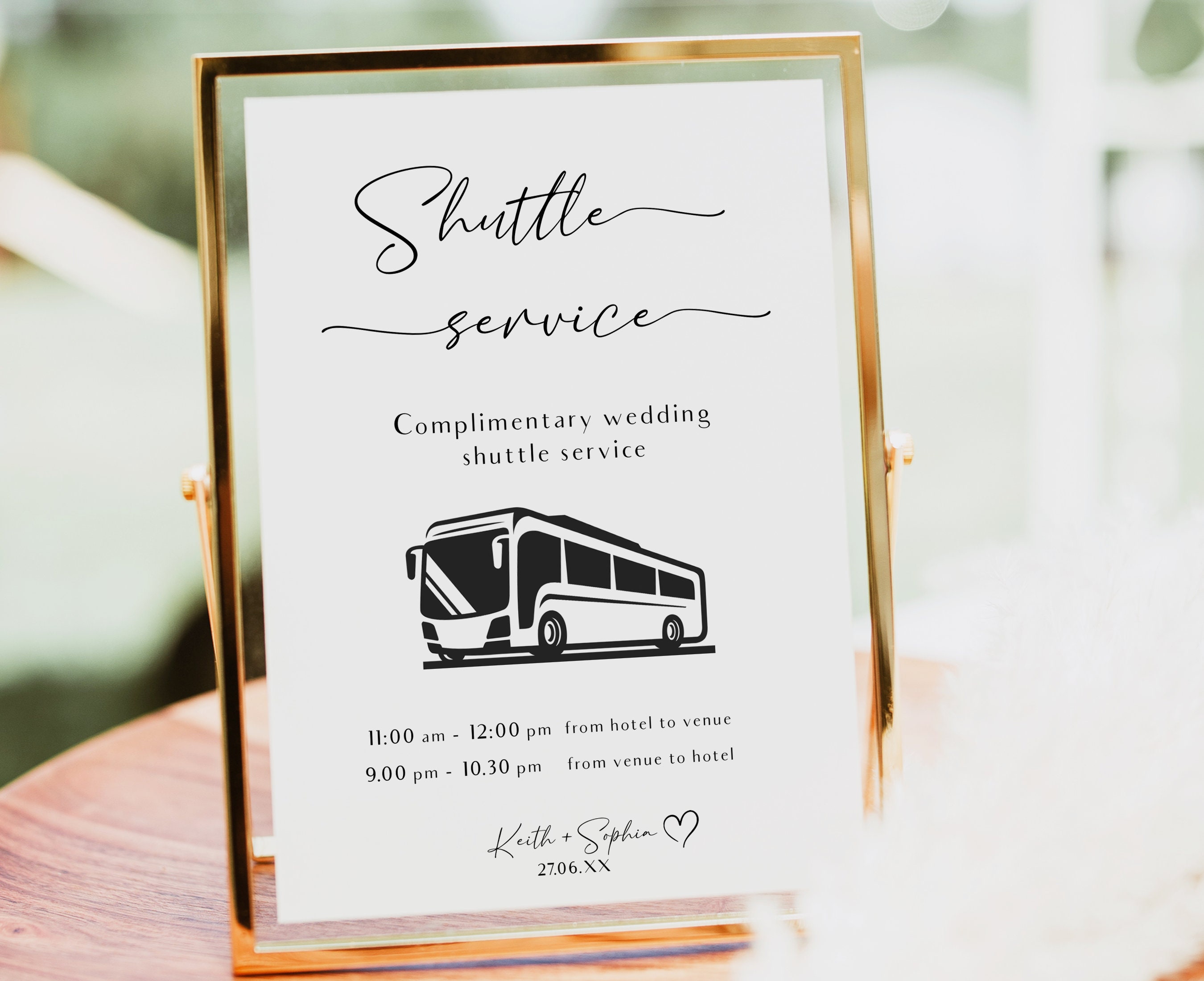 Wedding Shuttle Sign Template, Wedding Transportation Sign, Wedding ...