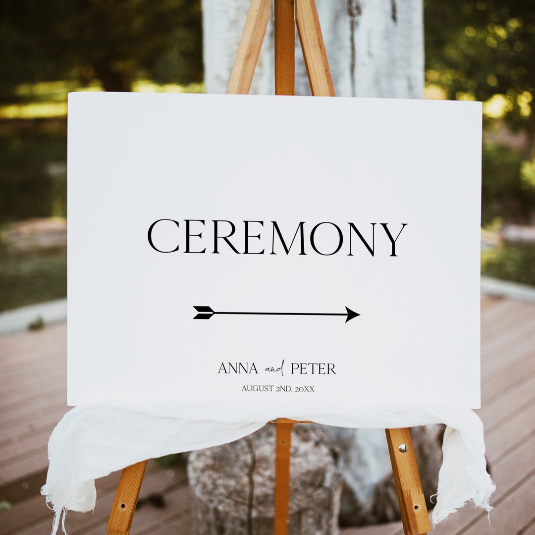 Ceremony This Way Sign, Wedding Direction Poster With Names ...