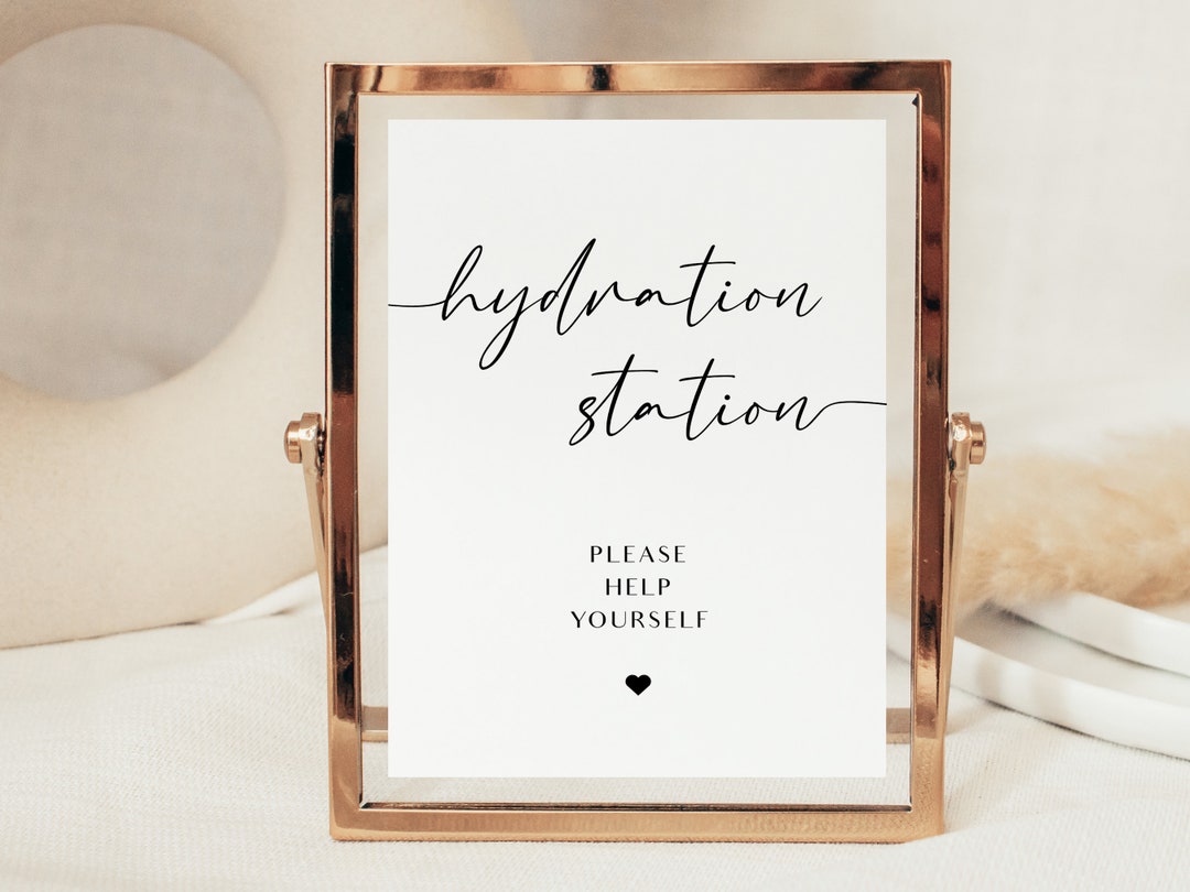 Hydration Station Wedding Sign, Printable Template Water Station Sign ...