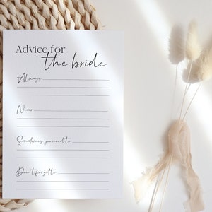 Advice for the Bride, Bridal Shower Games, Party Game Printable ...