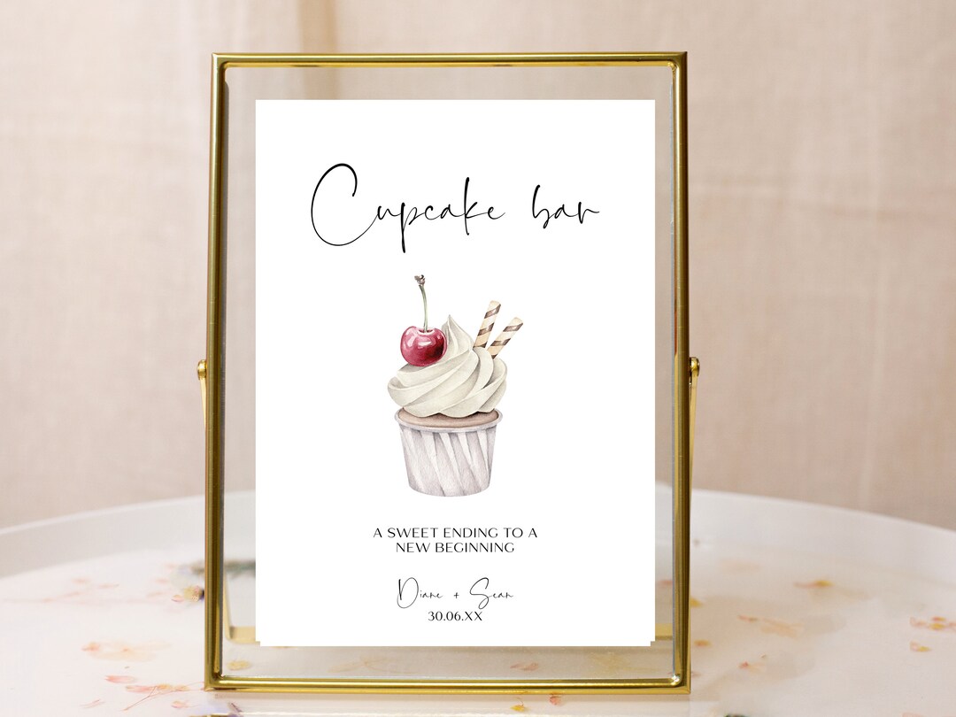Dessert Menu Sign, Wedding Cupcake Table Sign, Minimalist Cupcake Menu ...