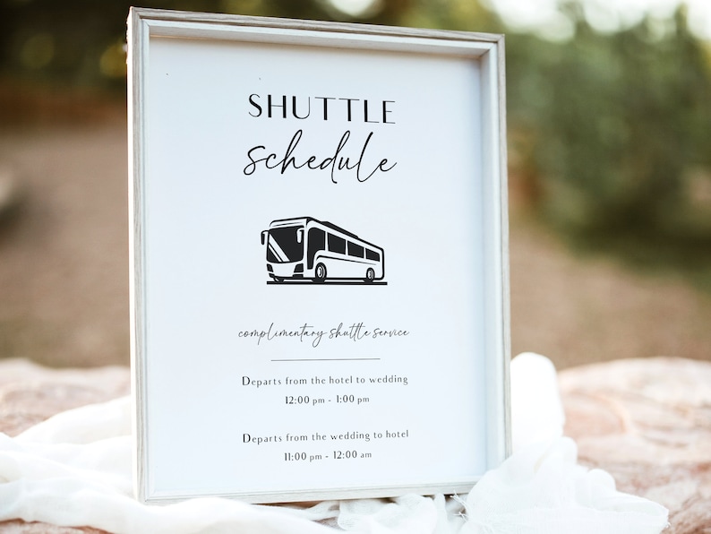 Wedding Shuttle Sign Template, Wedding Transportation Sign, Wedding ...