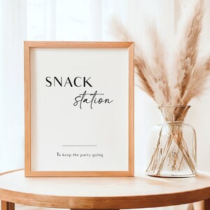Snack Station Template, Snack Bar Sign, Late Night Snacks, Wedding ...