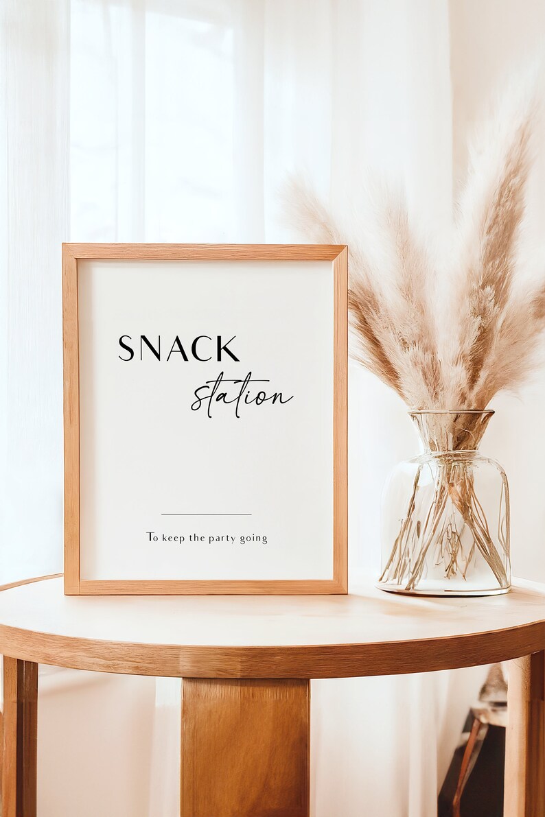 Snack Station Template, Snack Bar Sign, Late Night Snacks, Wedding ...