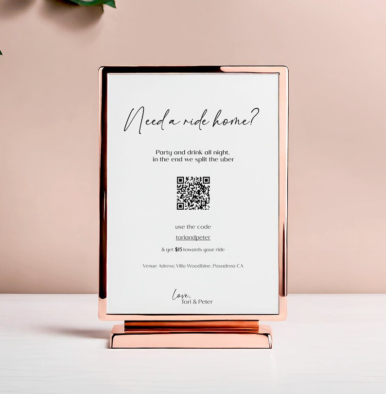 Need A Ride Home Wedding Sign Template, Uber Sign Promo Code, Editable ...