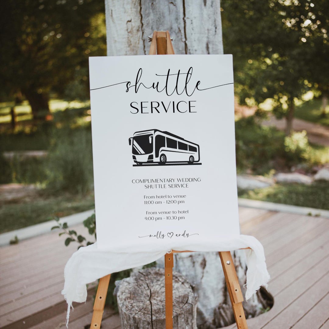 Wedding Shuttle Sign Template, Wedding Transportation Sign, Wedding ...